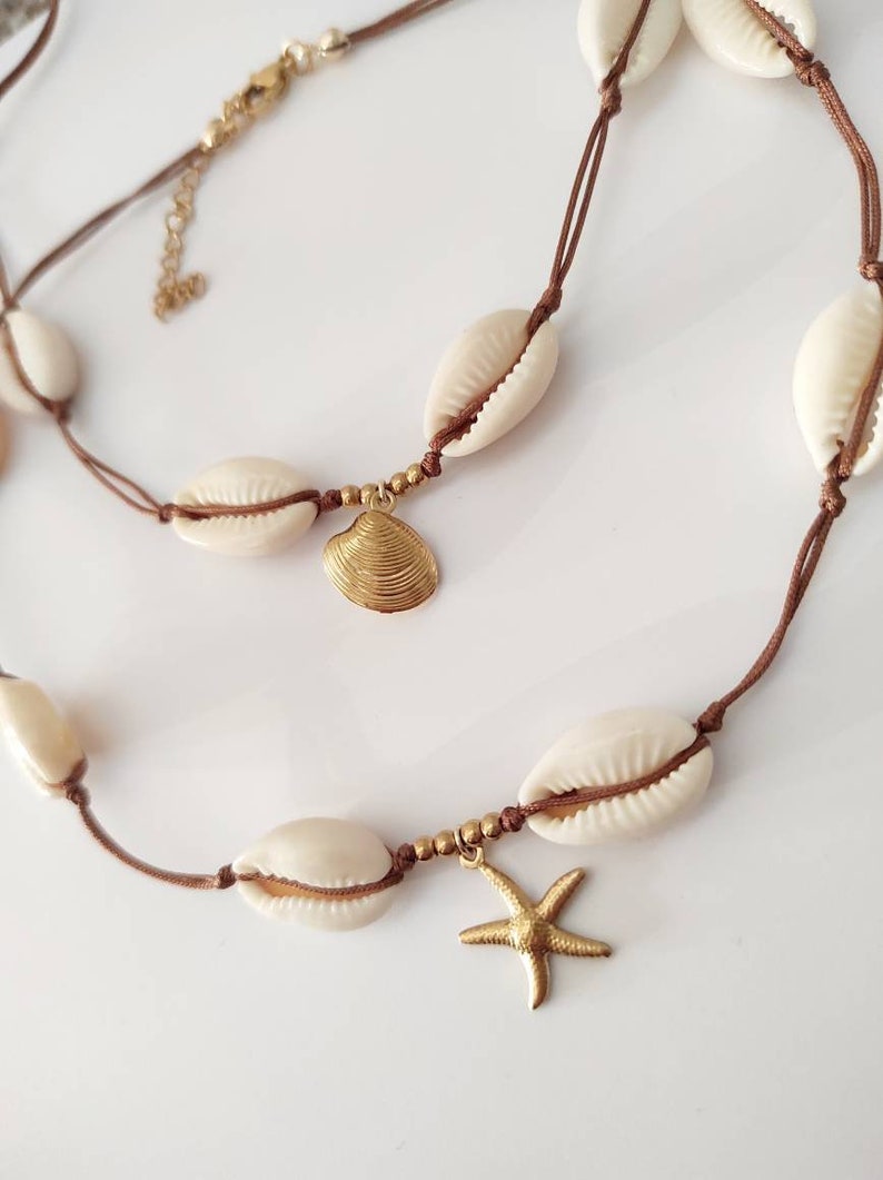Natural Shell Necklace Cowrie Shell Choker String Choker - Etsy