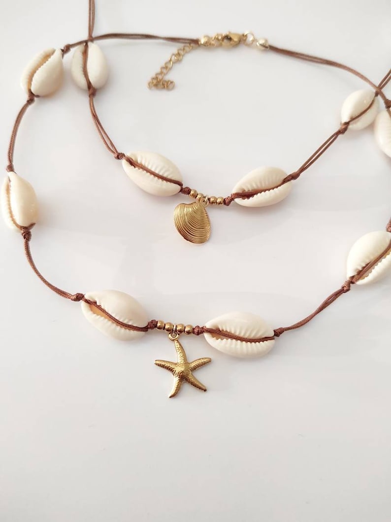 Natural Shell Necklace Cowrie Shell Choker String Choker - Etsy