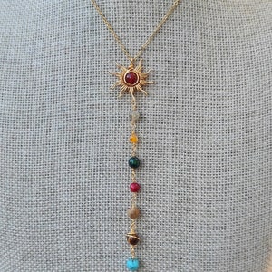 Solar System Necklace, Y Necklace ,wire Wrapped Crystal Necklace, Gold ...