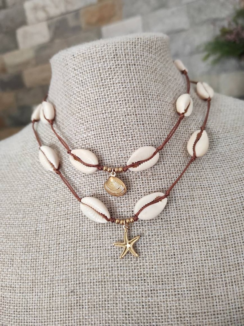 Natural Shell Necklace Cowrie Shell Choker String Choker - Etsy