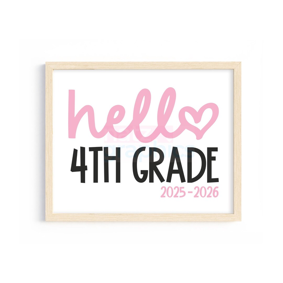 First Day of 4th Grade Sign, Hello 4th Grade Sign, Back to School ...