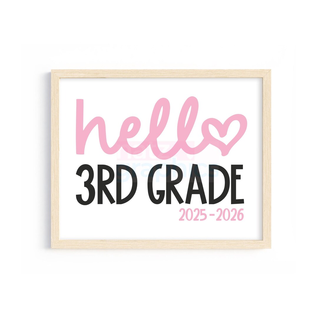First Day of 3rd Grade Sign, Hello 3rd Grade Sign, Back to School Third ...