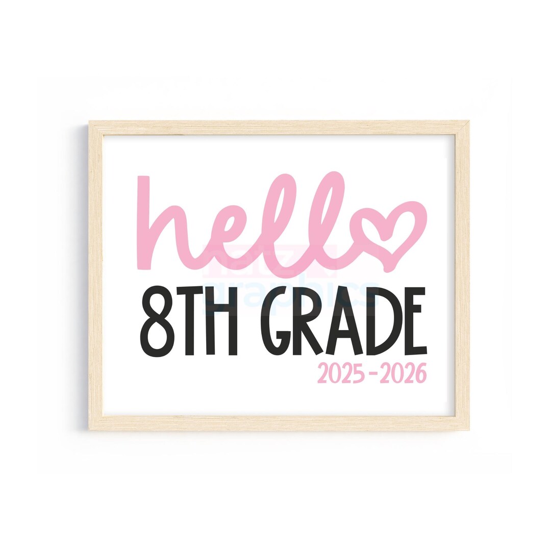 First Day of 8th Grade Sign, Hello 8th Grade Sign, Back to School Eighth Grade Sign, First Day ...