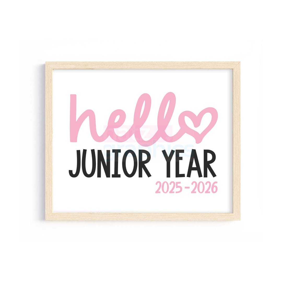 First Day of Junior Year Sign, Hello Junior Year Sign, Back to School ...