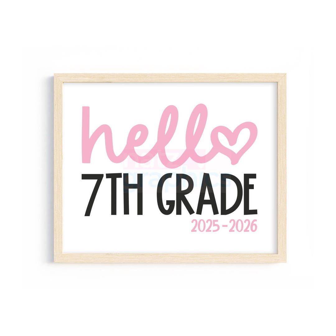 First Day of 7th Grade Sign, Hello 7th Grade Sign, Back to School ...