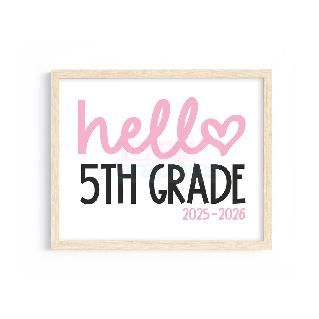 First Day of 5th Grade Sign, Hello 5th Grade Sign, Back to School Fifth ...