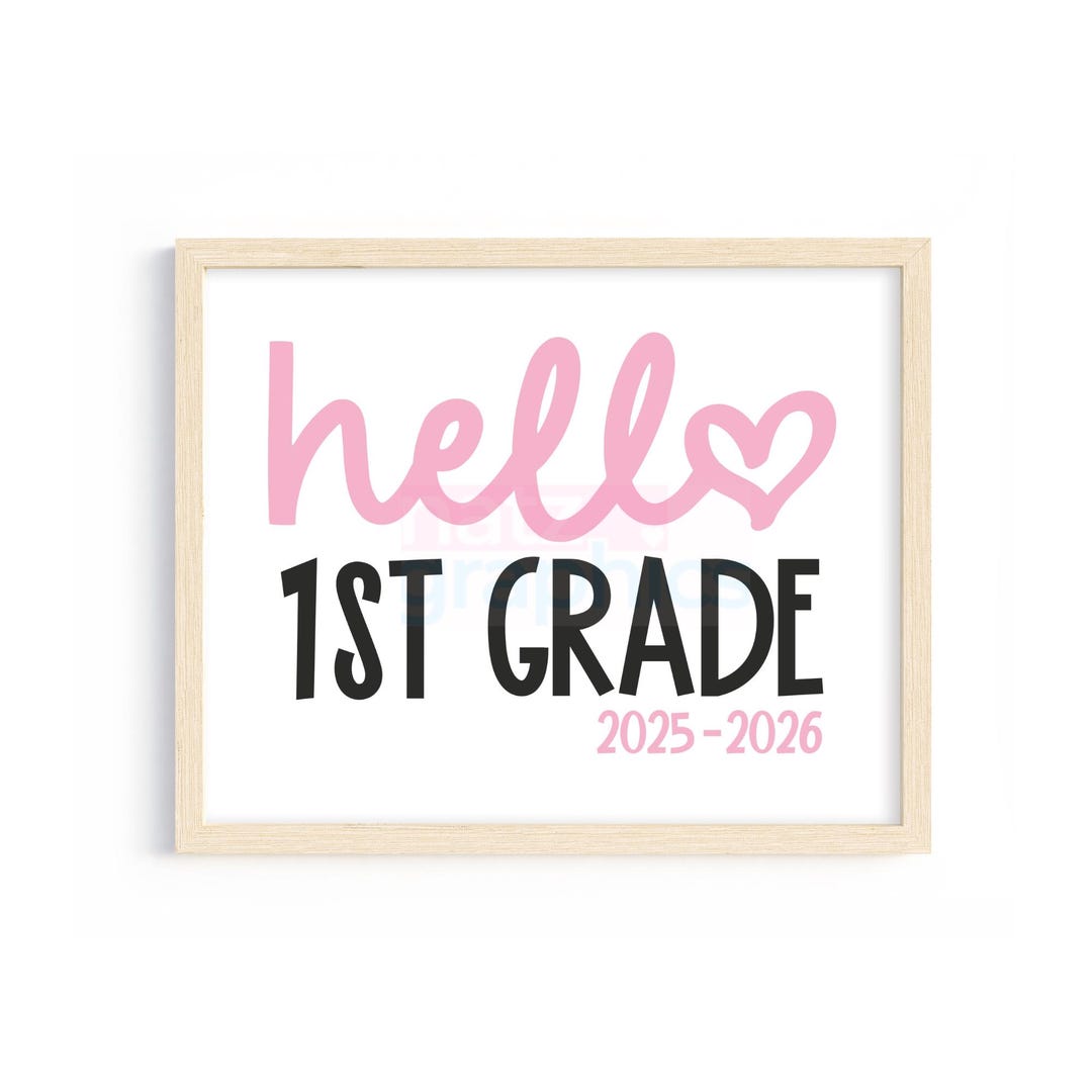 First Day of School Sign 1st Grade, Hello 1st Grade, Back to School ...