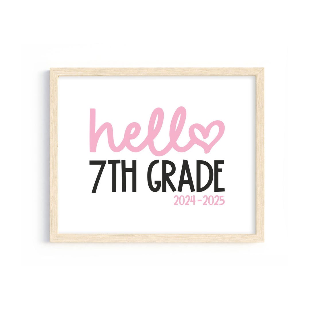 First Day of 7th Grade Sign, Hello 7th Grade Sign, Back to School ...
