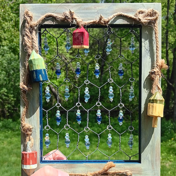 Chicken Wire Glass Bead Suncatcher - Etsy