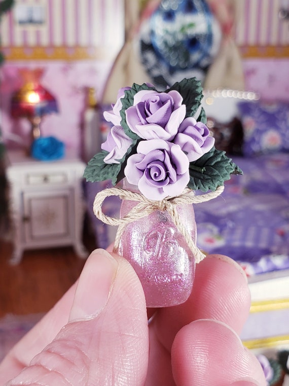 Dollhouse Miniature Miniature House Plant Roses in Mason - Etsy
