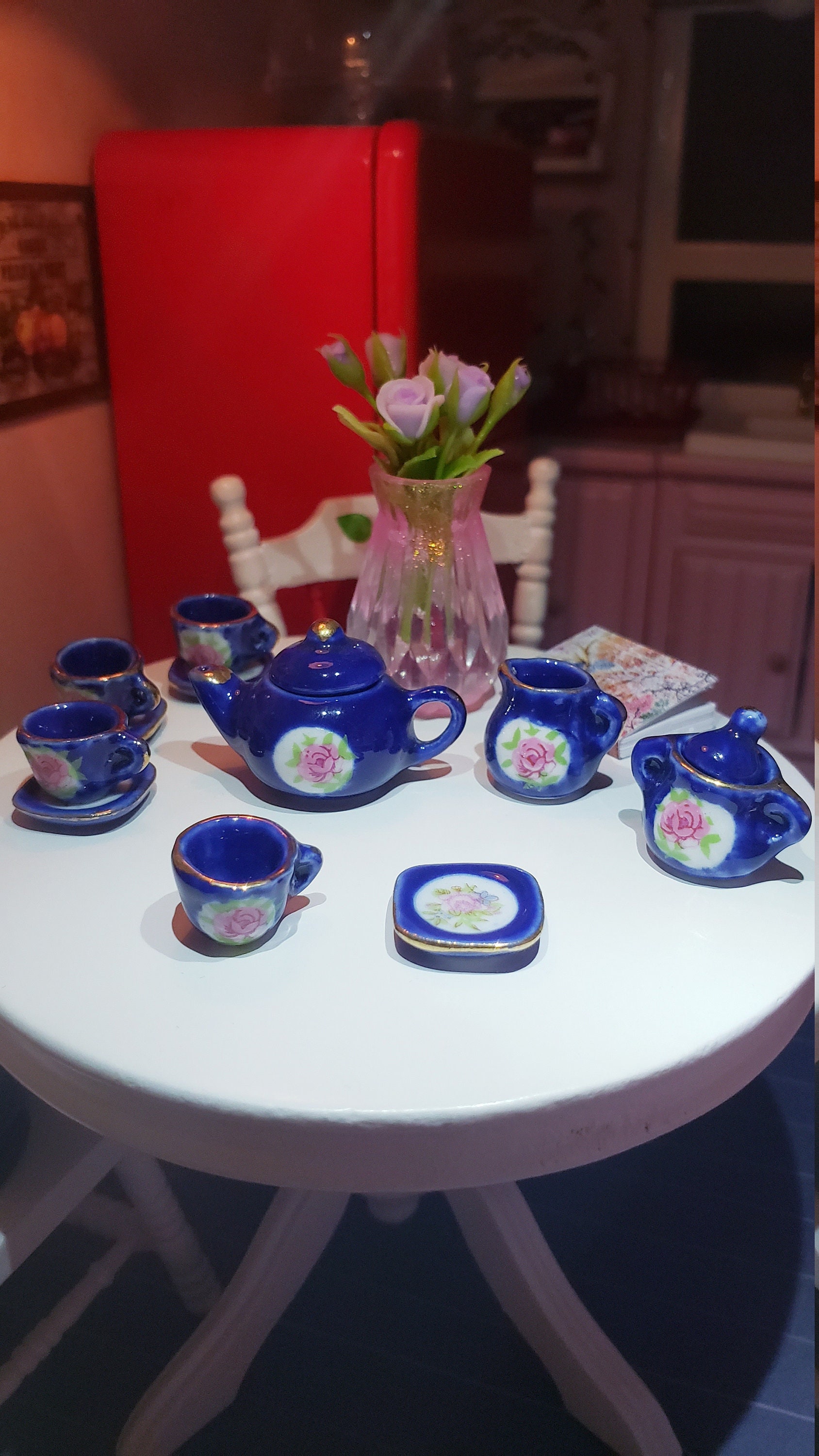 Miniature Porcelain Tea Set Dollhouse Miniature 1:12 Scale | Etsy