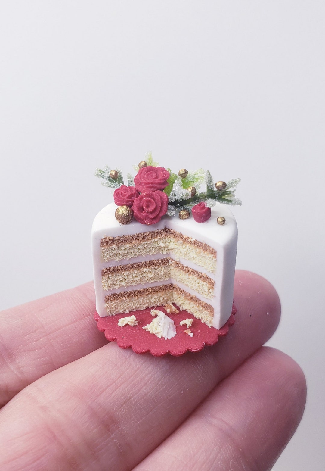 Miniature Christmas Rose Cake Dollhouse Miniature Miniature - Etsy