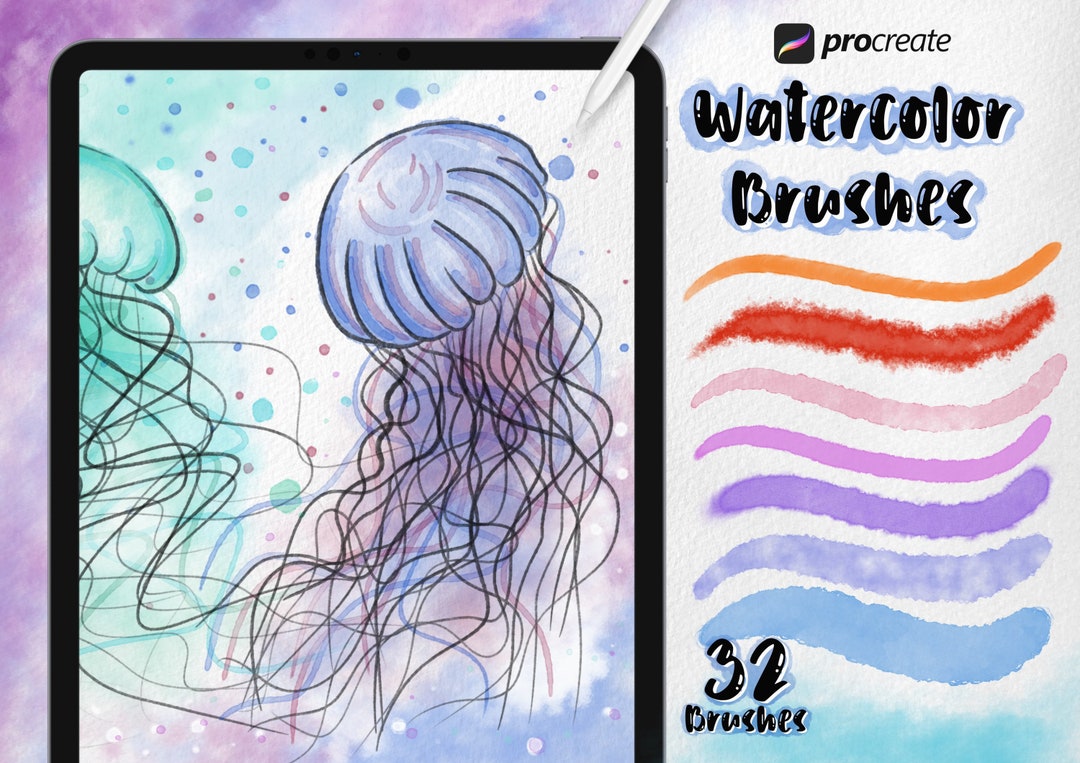 Realistic Watercolor Procreate Painting Brushes, Extra Bonus Grain ...