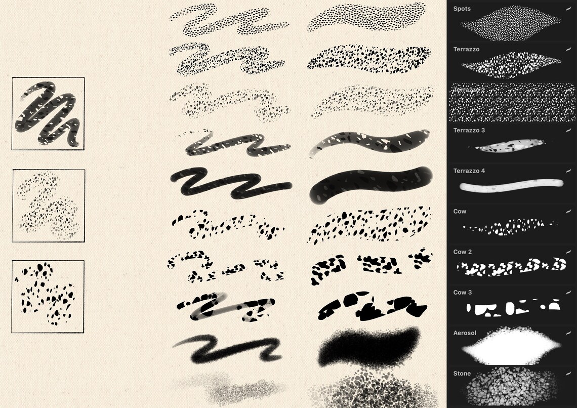 Procreate Brushes Grain Texture Kit Stippling Splatters - Etsy UK