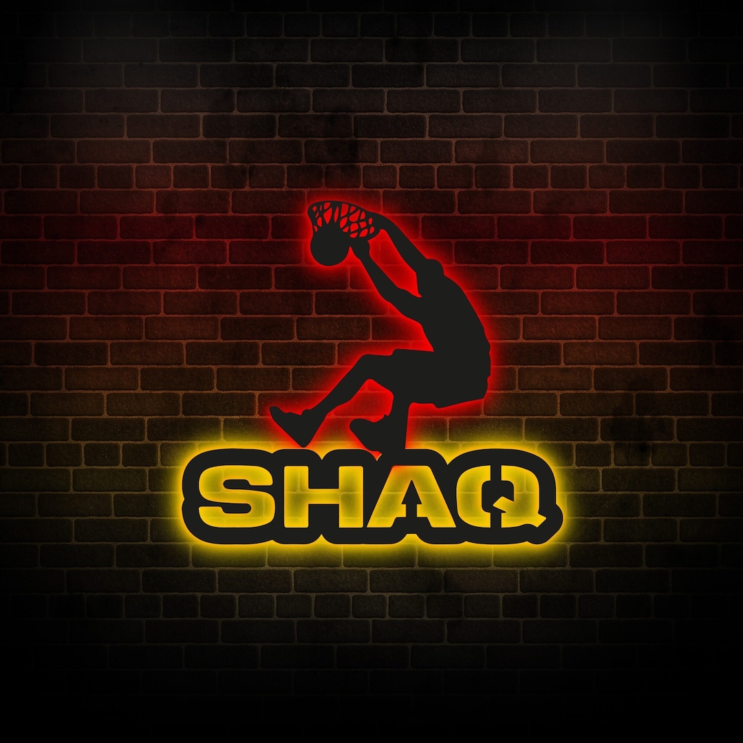 Shaquille O'neal Metal Led Wall Sign Silhouette Metal - Etsy