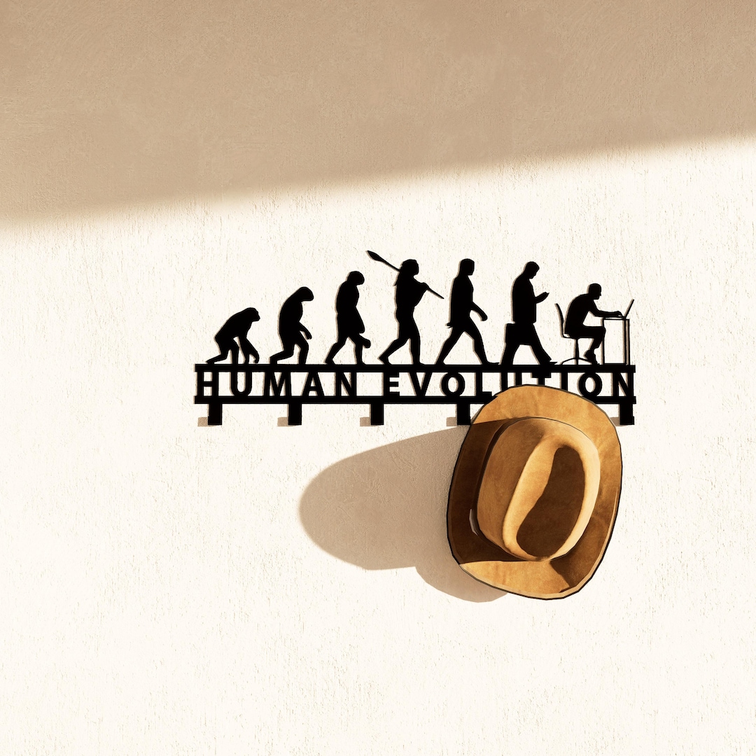 Human Evolution Metal Wall Coat Rack: Meme Art Hat Hanger - Etsy