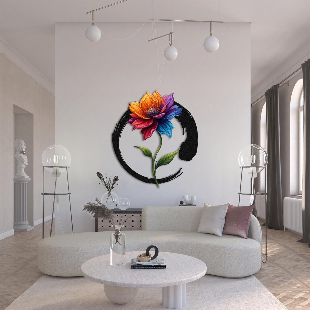 Colorful Abstract Flower Metal Wall Decor: Nature Wall Sign ...