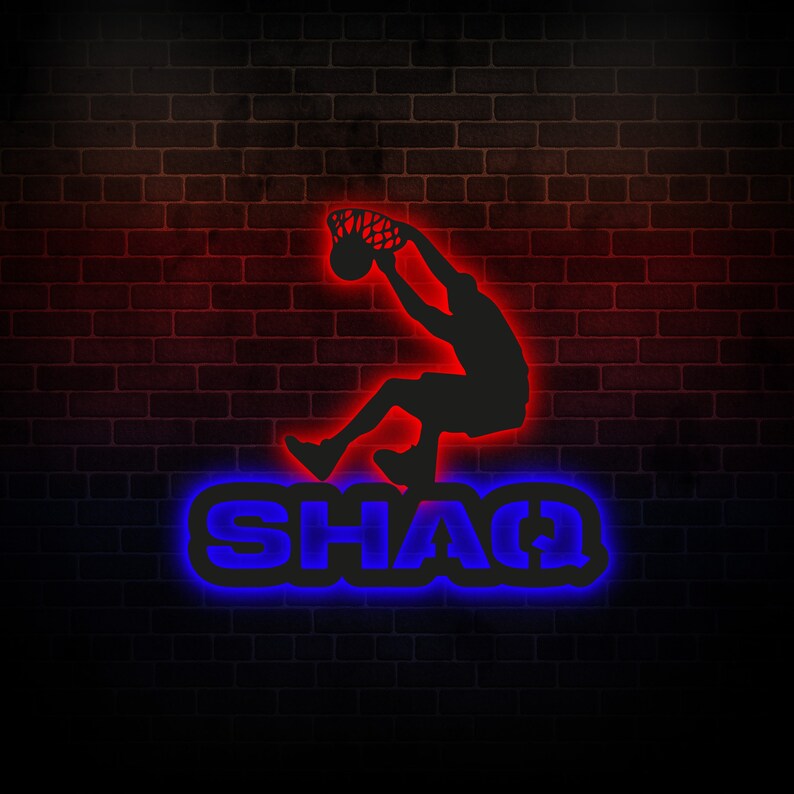 Shaquille O'neal Metal Led Wall Sign Silhouette Metal - Etsy