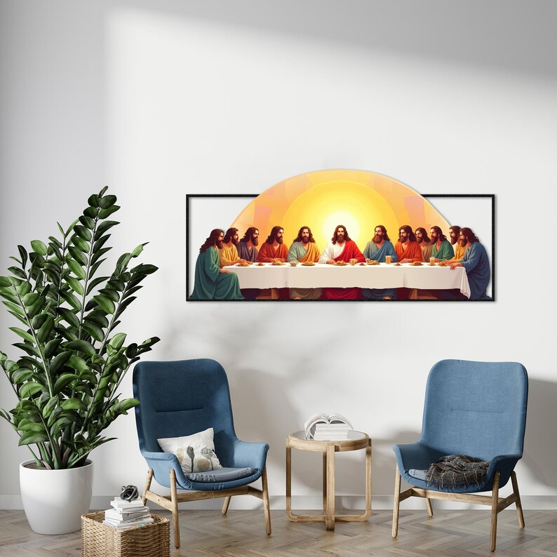 The Last Supper Metal Wall Art: Religious UV Print, Dining Room Decor ...