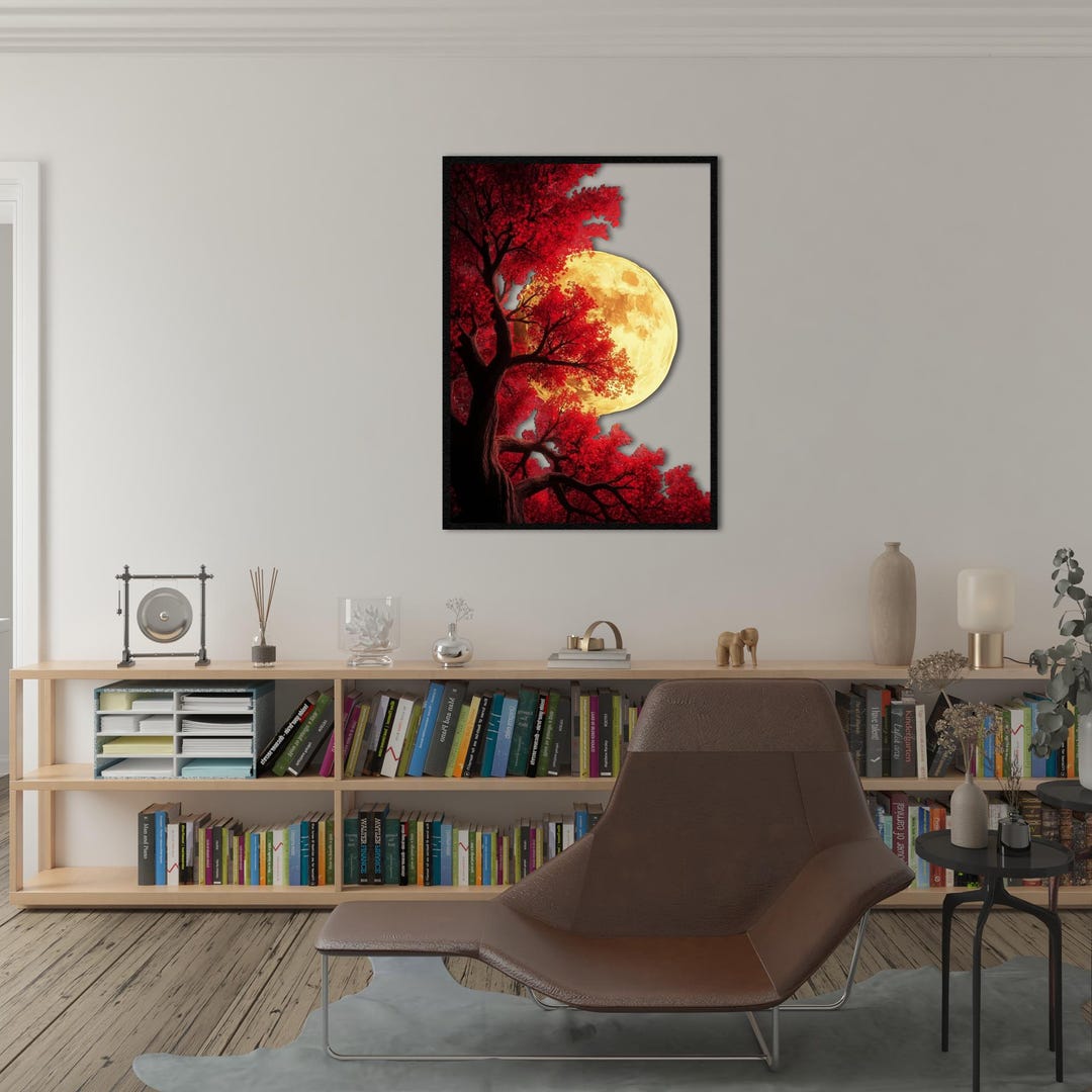Surrealist Full Moon Metal Wall Art: Colorful Abstract Decor, Gift for ...