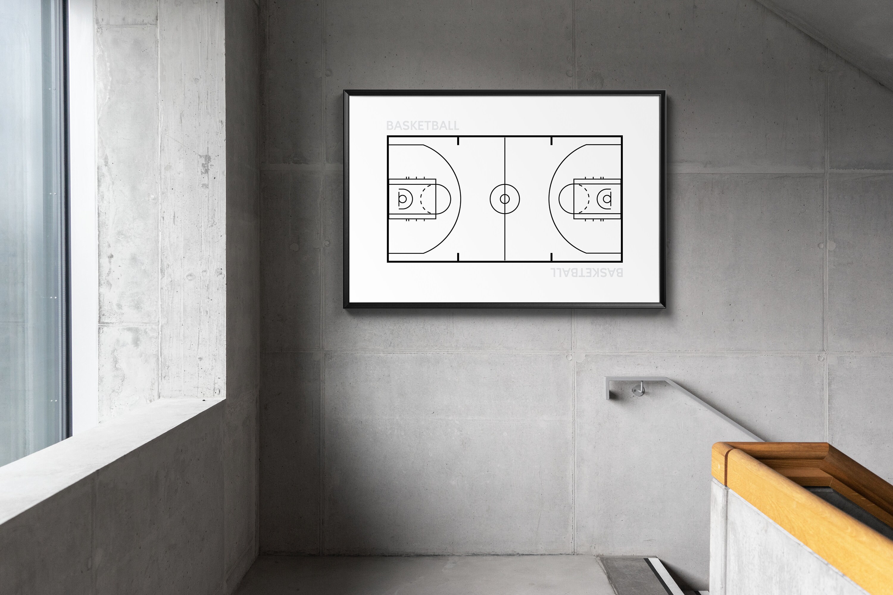 Basketball Court Outline Poster - Etsy