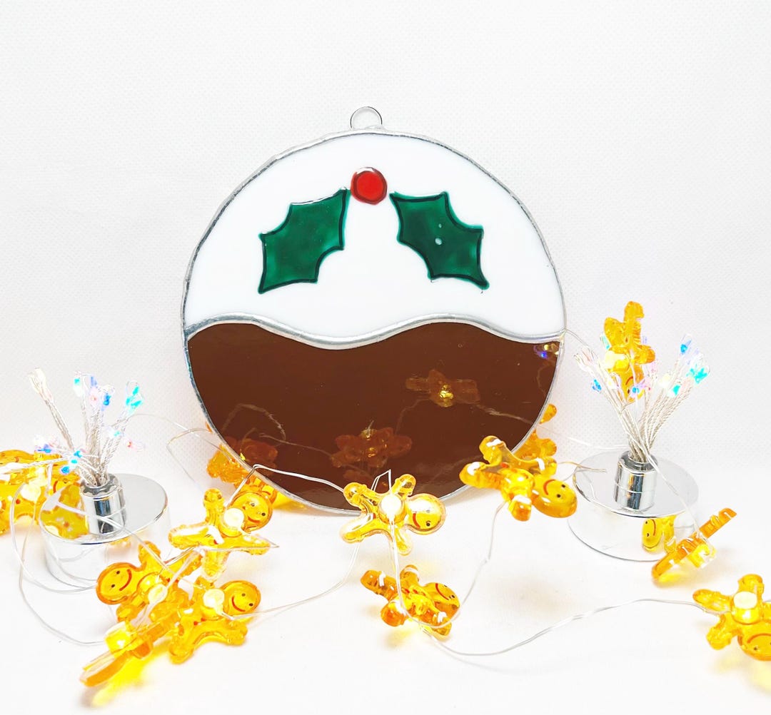 Christmas Pudding Stained Glass Decor Christmas Gift - Etsy