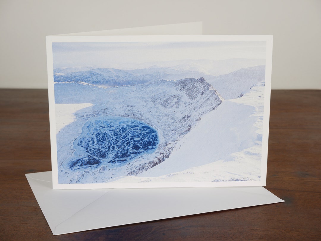 Striding Edge and Frozen Red Tarn From Helvellyn Summit, Lake District ...