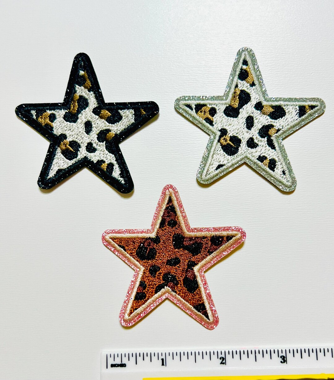Leopard Stars Glitter Outline 2.5” - Iron on Patch - Etsy