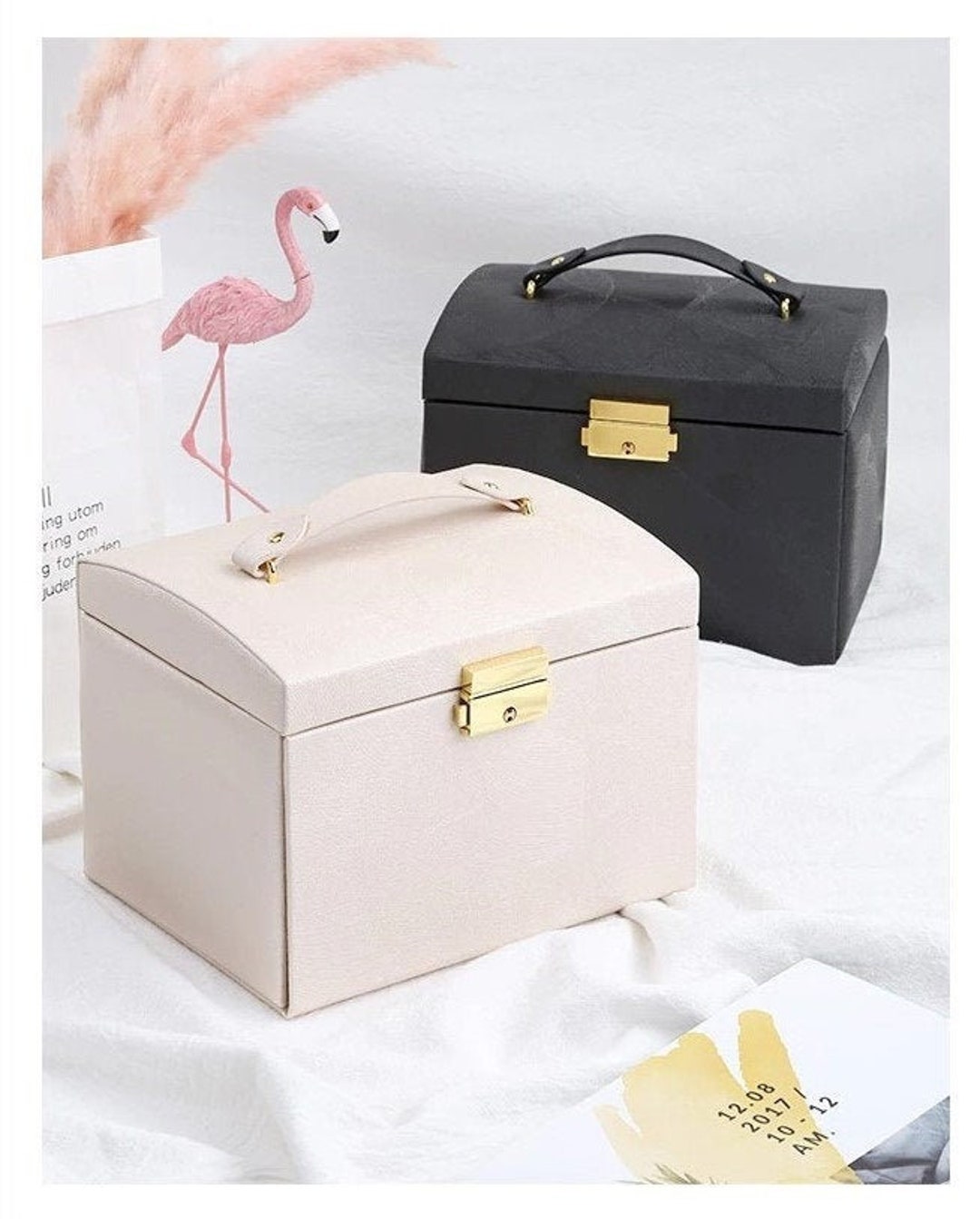 Cute Jewelry Box Organizer W/ Leather Drawers and Multi-compartments ...