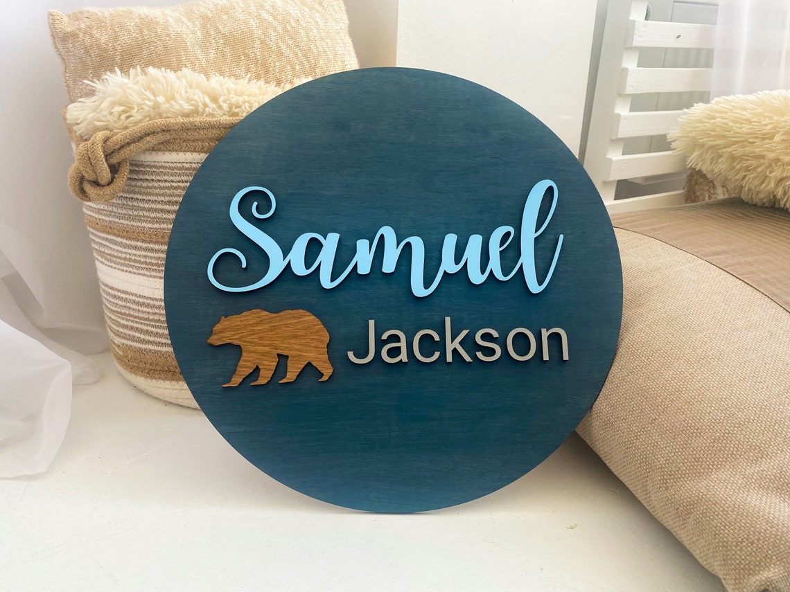 Round Wood Nursery Name Sign Nursery Room Decor Round Wood - Etsy