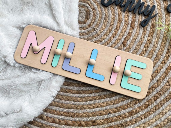 Wooden Personalized Name Puzzle With Pegs 1st Birthday Baby - Etsy