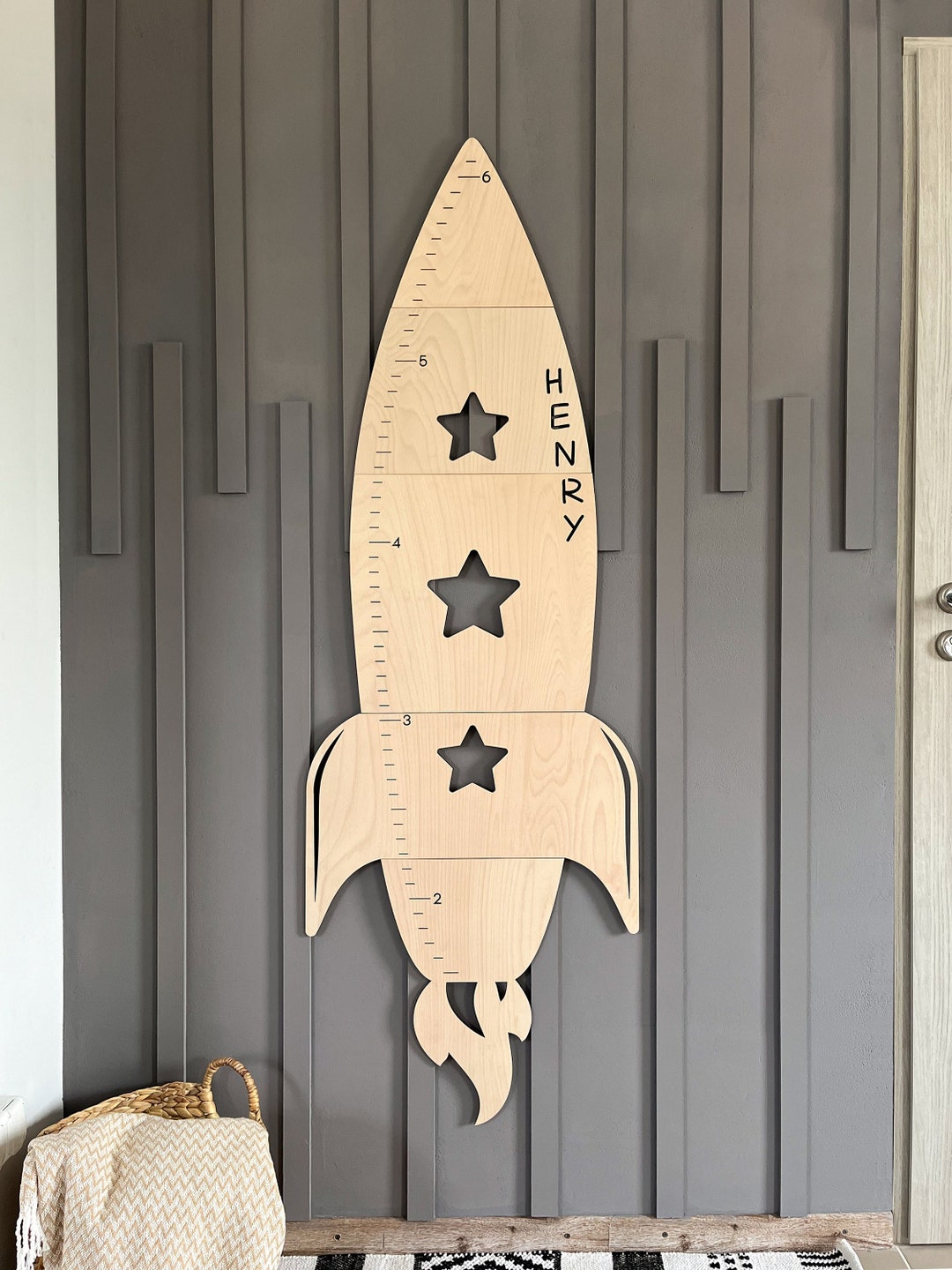 Personalized Rocket Growth Chart Space Nursery Decor Wooden Growth ...