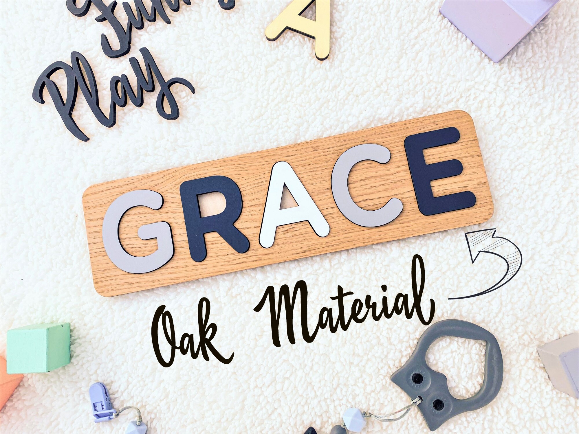 Wooden Name Puzzle With Inscription Under Name Custom Toy | Etsy