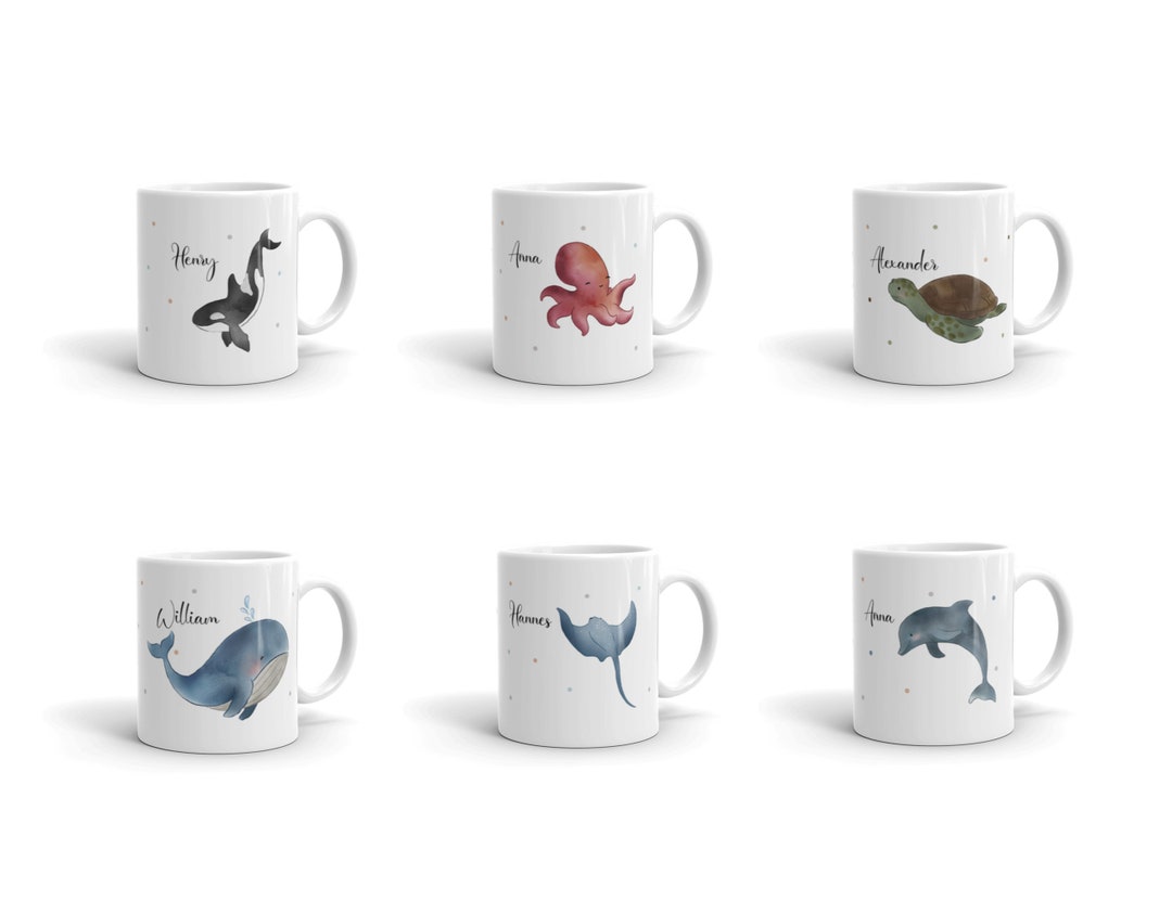 Sea Animals Mug With Name and Saying Orca | Whale | Octopus | Ray ...