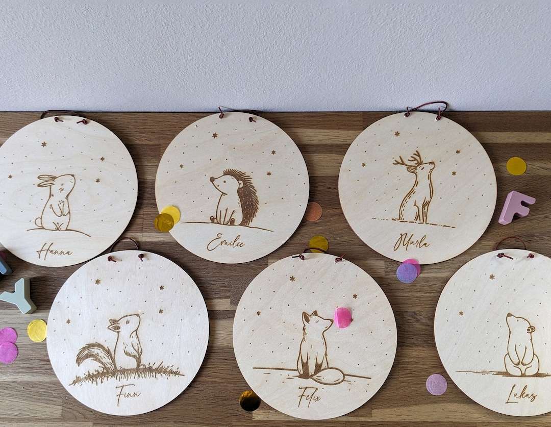 Forest Animal Nameplate Engraving Children's Room Door Sign Wooden Sign ...