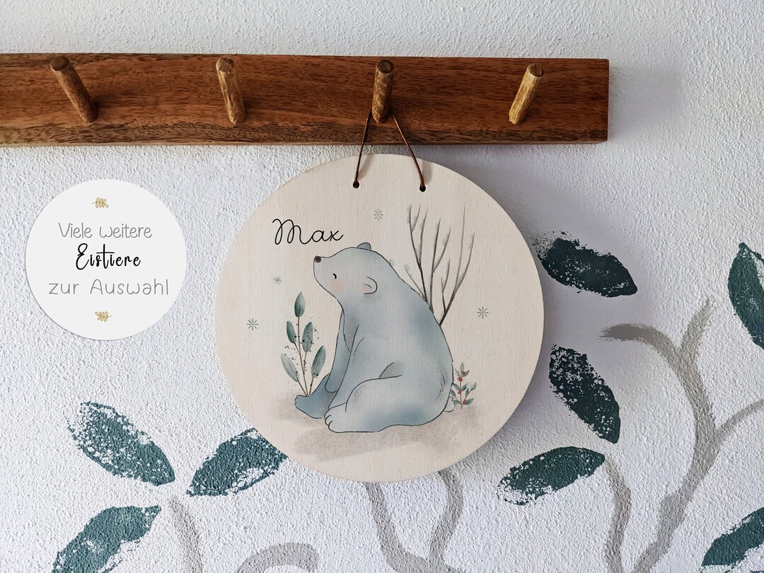 Ice Animal Name Tag Children's Room Door Sign Wooden - Etsy