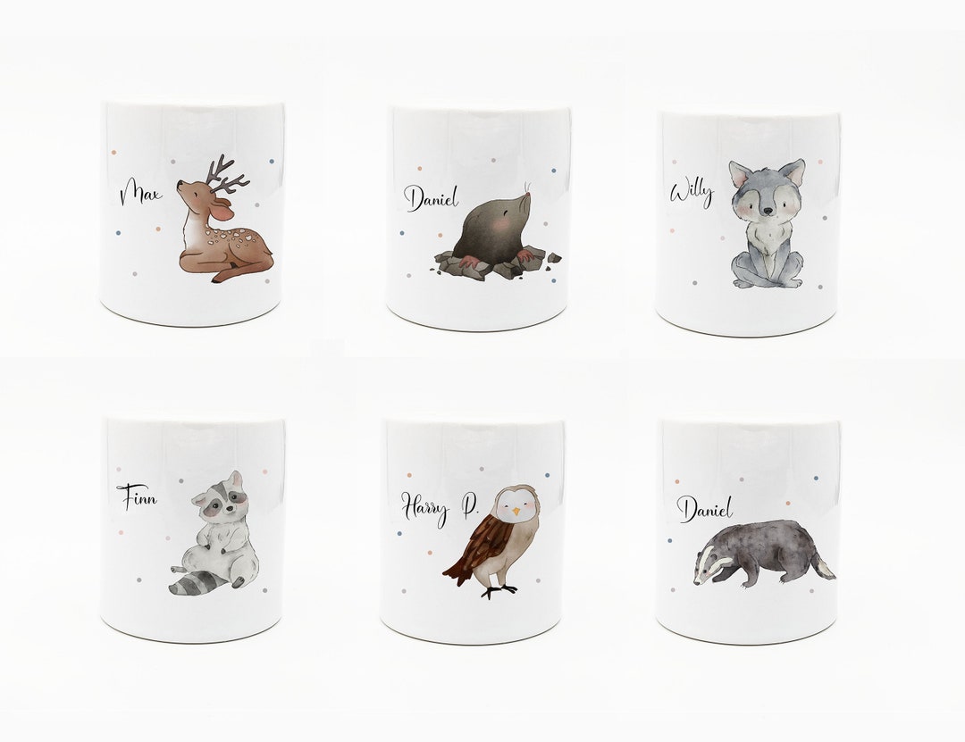 Forest Animal V2 Money Box With Name and Saying Deer Mole Wolf Raccoon ...