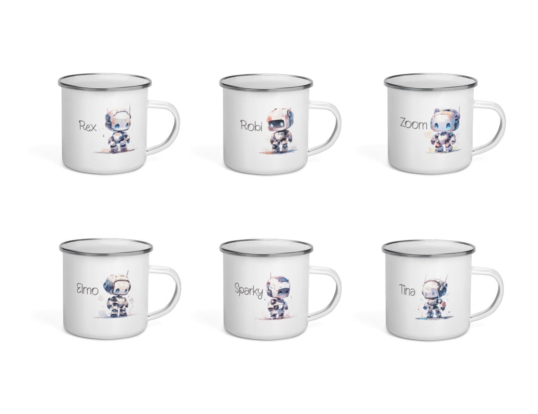Robot Enamel Cup With Name and Saying Children's Mug - Etsy
