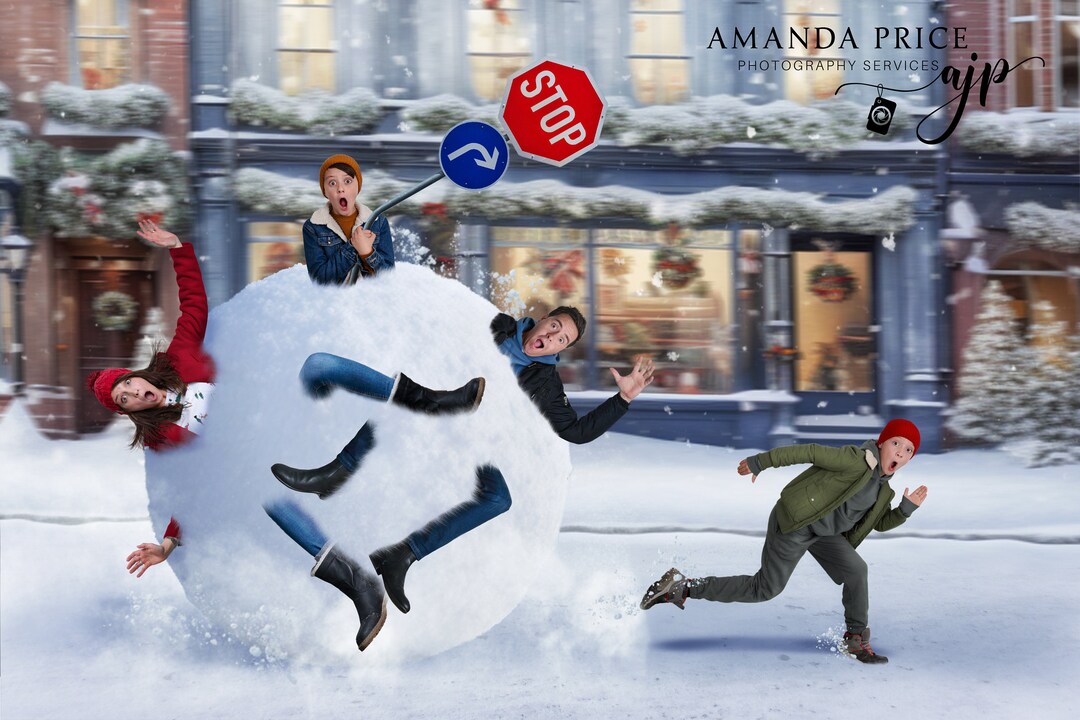 Christmas Snowball Scene - Digital Backdrop. - Etsy