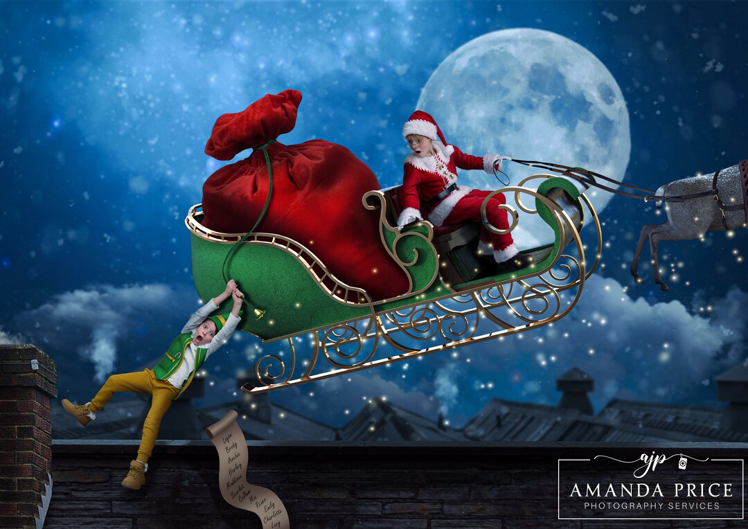 Santa Sleigh Rooftop Scene V2 - Etsy