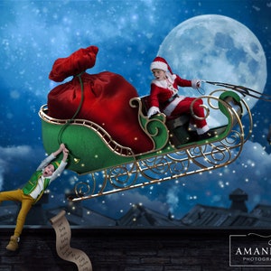 Santa Sleigh Rooftop Scene V2 - Etsy