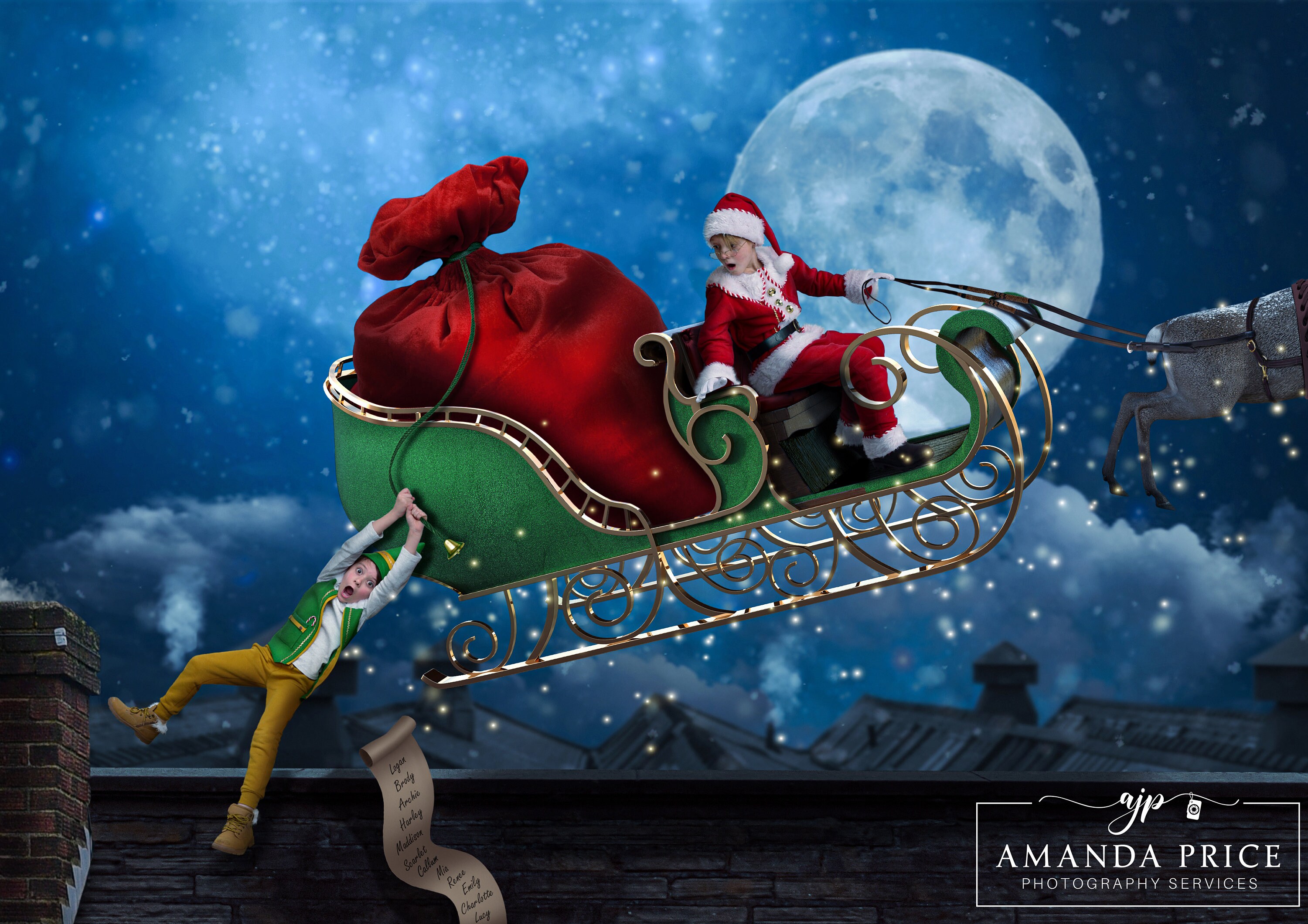 Santa Sleigh Rooftop Scene V2 - Etsy