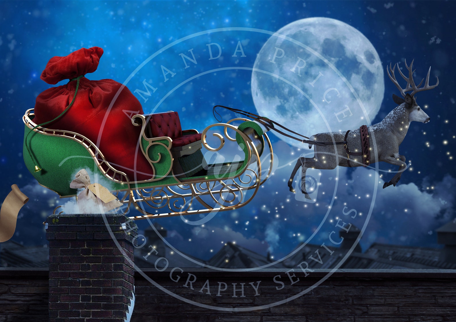 Santa Sleigh Rooftop Scene V1 - Etsy