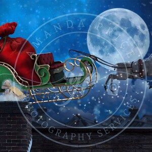 Santa Sleigh Rooftop Scene V1 - Etsy