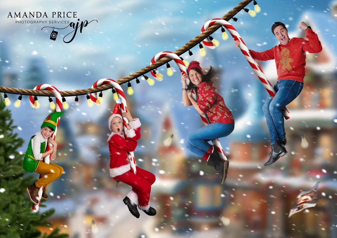Editing Service - Family Candy Cane 4 People - Etsy Australia