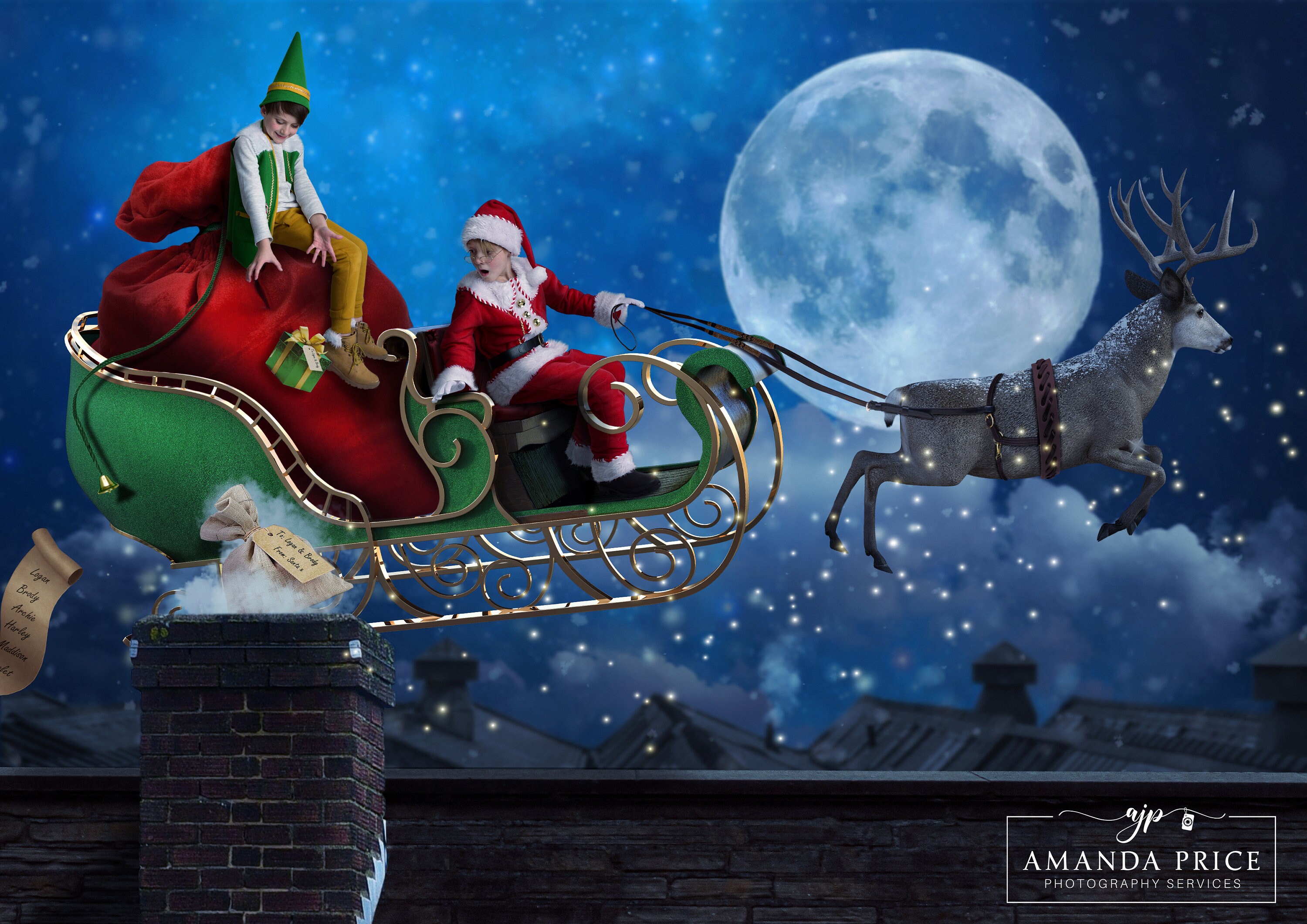 Santa Sleigh Rooftop Scene V1 - Etsy