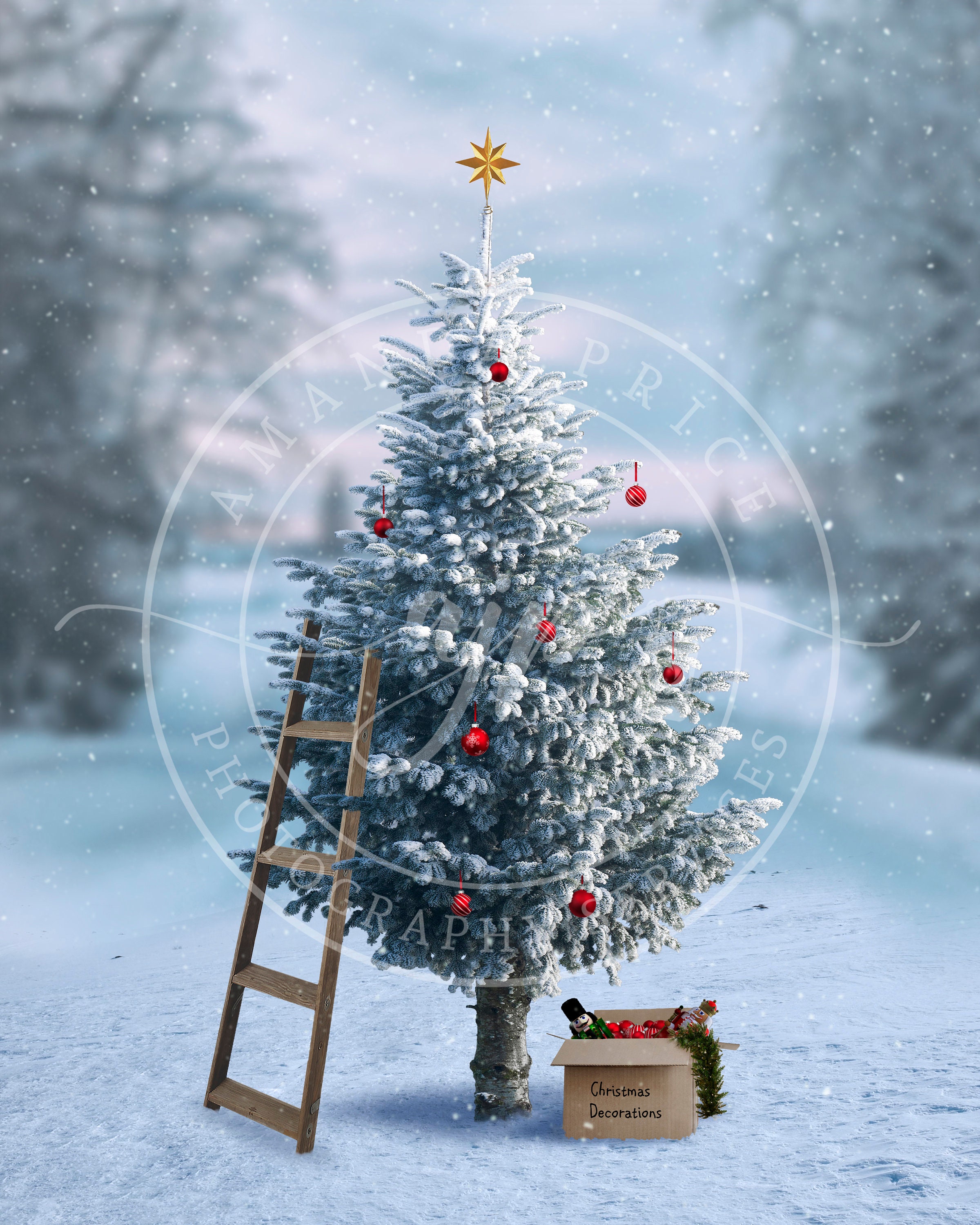 Christmas Tree Digital Backdrop - Etsy