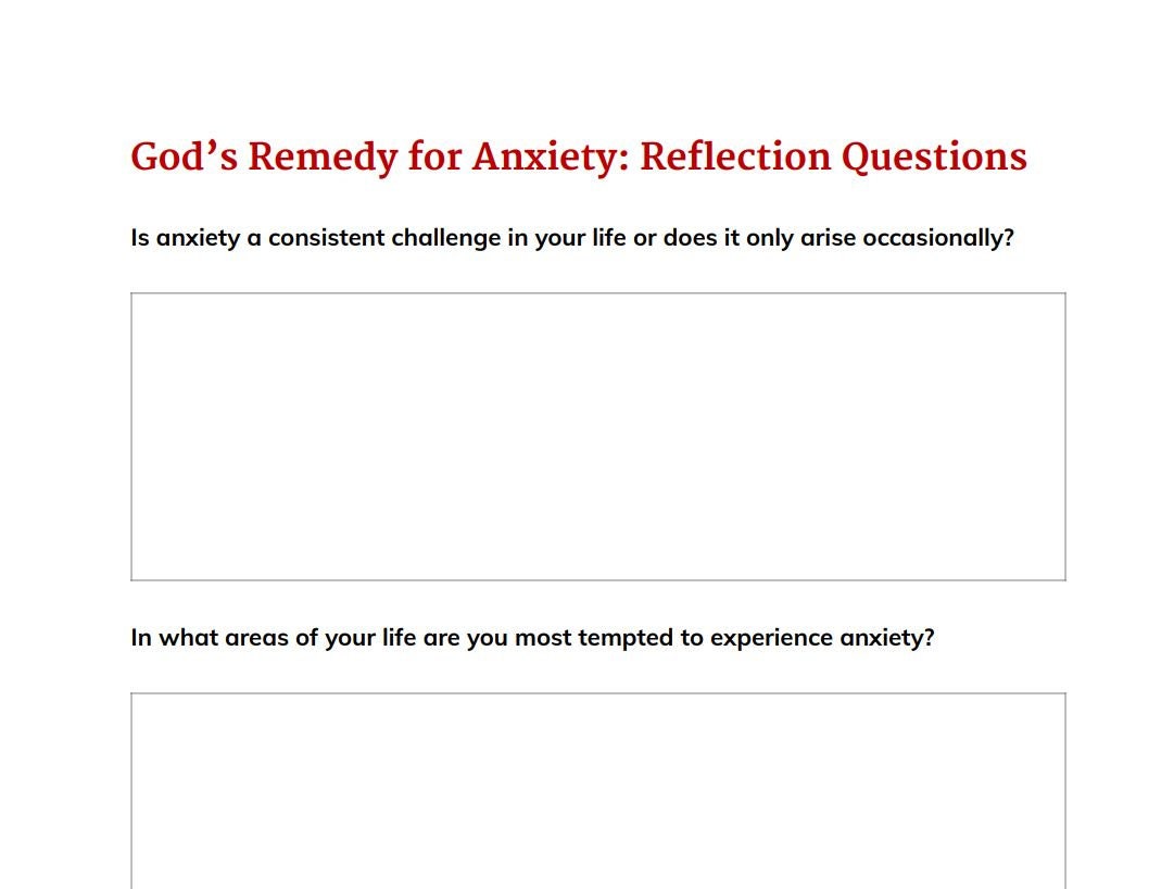 God's Remedy for Anxiety Workbook Reflection Questions PDF Digital ...