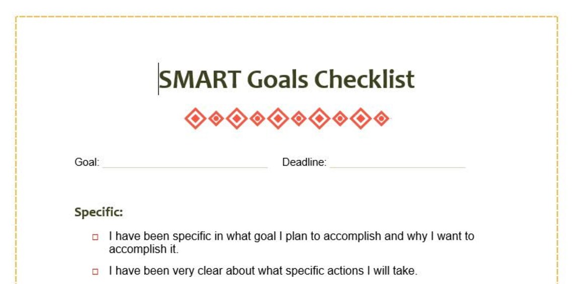 SMART Goals Two Pack Checklist and Worksheet Digital Download - Etsy