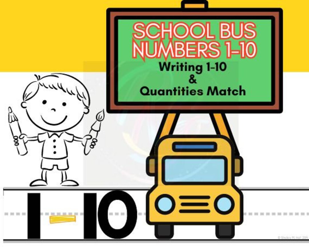Back to School School Bus Writing Numbers 1-10 and Quantities to Match ...